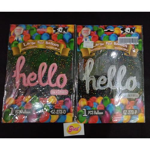 Jual (922003316273) BALON FOIL HURUF LATIN HELLO PINK DAN SILVER - Kab ...