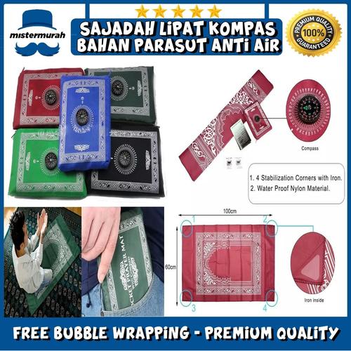 Jual Sajadah Lipat + Kompas Kiblat Sejadah Tikar Alas Shalat - Haji ...