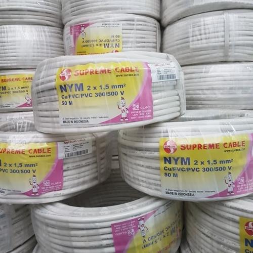Jual Kabel SUPREME NYM Putih 2x1,5 mm Kawat Tembaga SNI Roll ( 50meter ) - Kab. Tangerang ...