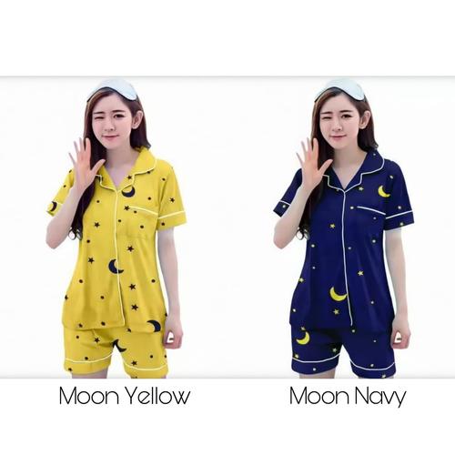 Jual PIYAMA CELANA PENDEK HP / BAJU TIDUR KATUN WANITA | MOON SERIES - Kuning - Jakarta Barat ...