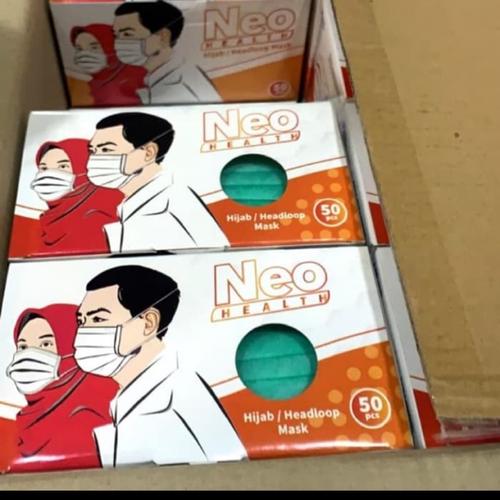 Jual Masker Neo Hijab headlop 3 lapisan eceran satuan promo - Kab ...