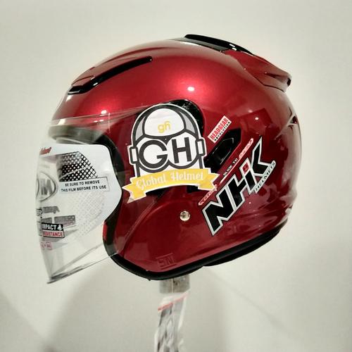 Jual HELM NHK R1 RED MAROON NHK R-1 SOLID RED MAROON DOUBLE VISOR - M ...