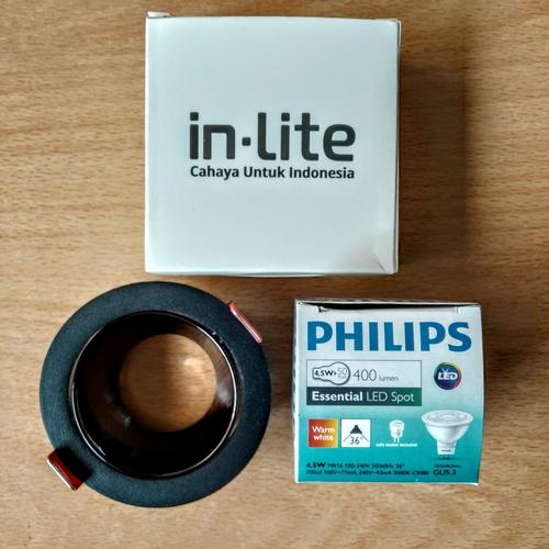 Jual downlight inbow hitam Led philips mr16 4.5w warm white body inlite ...