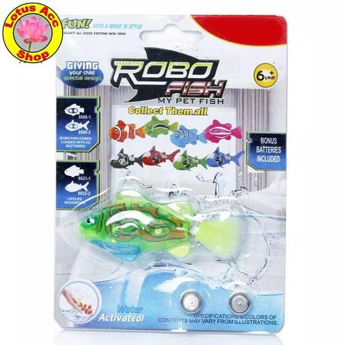 Jual mainan anak robot ikan bisa berenang di air led pakai baterai ...