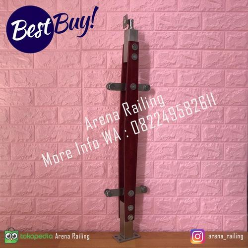 Jual Railing Kayu / Tiang Kaca Model Plat Kayu Kombinasi Stainless ...