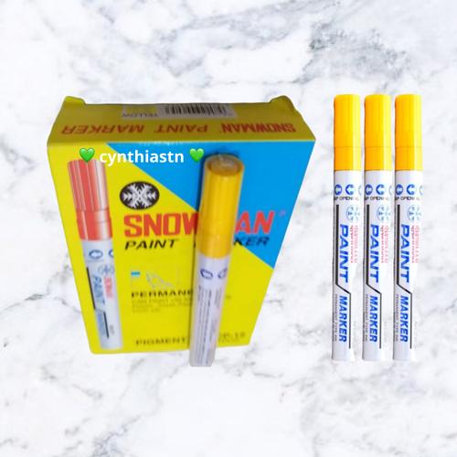 Jual Spidol Paint Marker / Spidol Cat Kuning Permanent Snowman CP-12 ...