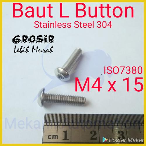 Jual Baut L Button M4 x 15 SS304 - Jakarta Timur - Mekanikautomation ...