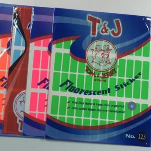Jual Label T&J warna 123 Fluorescent 123 / label stiker 123 Tnj ...