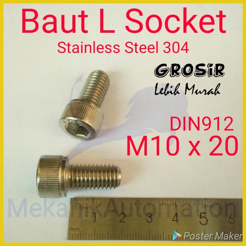 Jual Baut L M10 x 20 SUS304 - Jakarta Timur - Mekanikautomation | Tokopedia