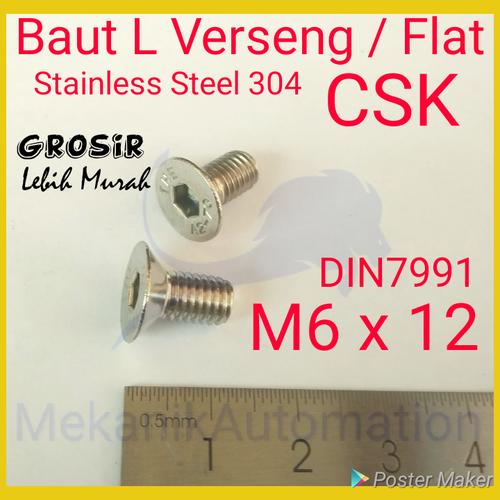 Jual Baut L Flat M6 x 12 Verseng SUS304 - Jakarta Timur - Mekanikautomation | Tokopedia