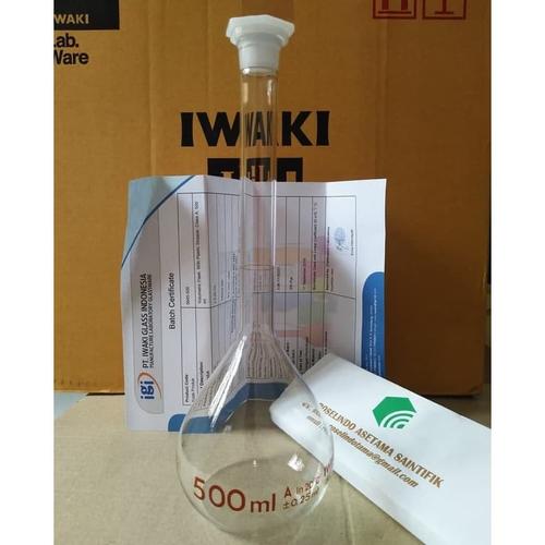 Jual Labu Ukur Clear 500 ml PP Stopper Volumetric Flask IWAKI ASLI class A - Kab. Bekasi ...