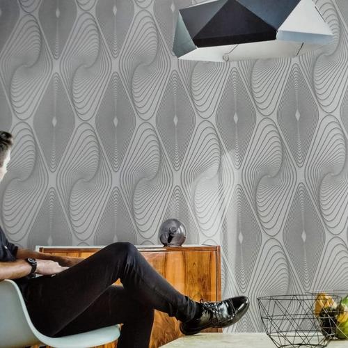 Jual Wallpaper Dinding 3D Korea Roll Besar Salur Unik Segi Abu 15m ...