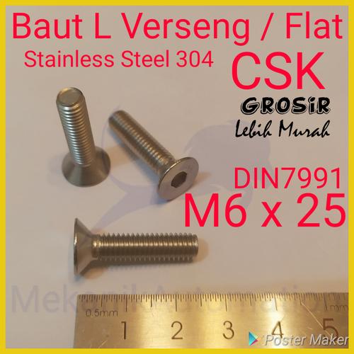 Jual Baut L Flat M6 x 25 Verseng SUS304 - Jakarta Timur - Mekanikautomation | Tokopedia