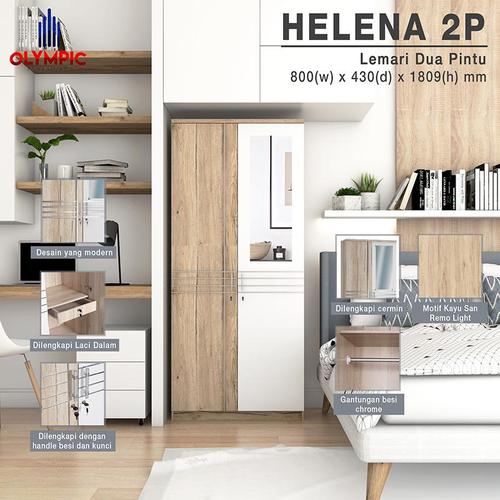 Jual Lemari pakaian lemari baju 2 pintu cermin minimalis Olympic Helena ...