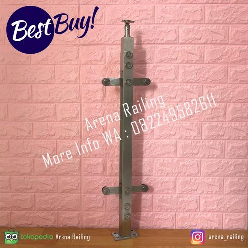 Jual Railing Stainless / Tiang Kaca SUS 304 Doff/HL Model Plat ...