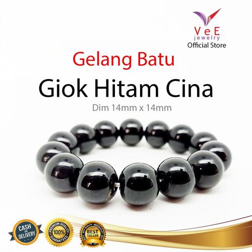 Promo Gelang Batu Giok Hitam China Asli Black Jade 13mm - VeE Gelang ...