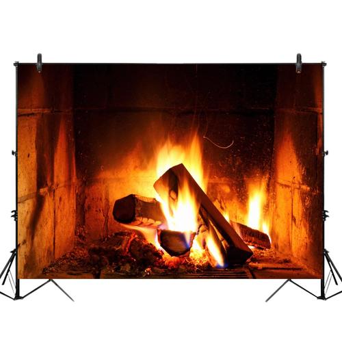 Jual 2x1FT 3x2FT Fireplace Fire Wood Photography Backdrop Background ...