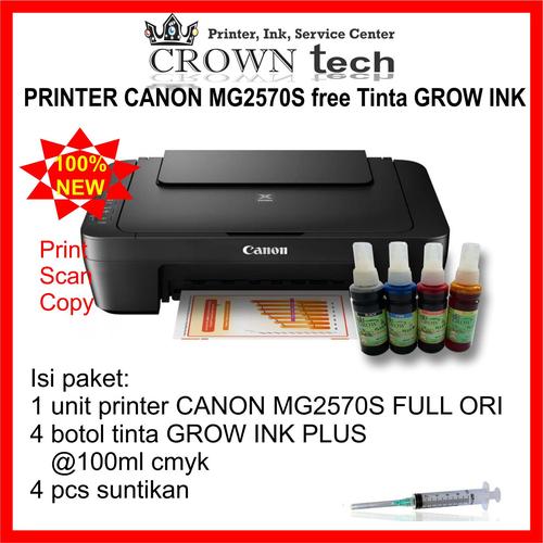 Jual PRINTER Canon MG2570 MG2570S ORI, free 4 botol TINTA GROW INK PLUS ...