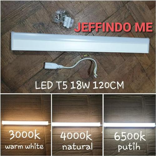 Jual lampu neon set TL led T5 18watt 120cm / led T5 tube 18w 120 cm 18 watt - Putih - Jakarta ...