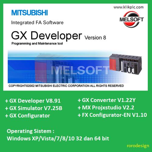 Jual Software PLC Mitsubishi | GX Developer 8.91 + GX Simulator 7 - Kab ...