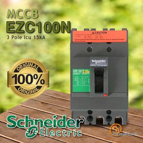Jual MCCB Schneider EasyPact EZC100N 3P 60A 75A 80A 100A 15kA - 60A ...