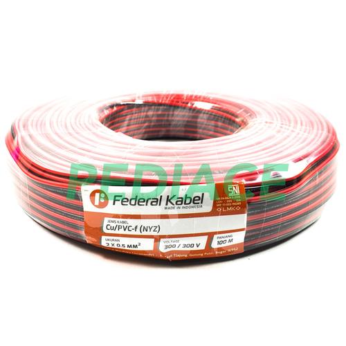 Jual Kabel Kecil AC DC 2X0.5 MM² Twin Round MERAH HITAM FEDERAL Meteran ...