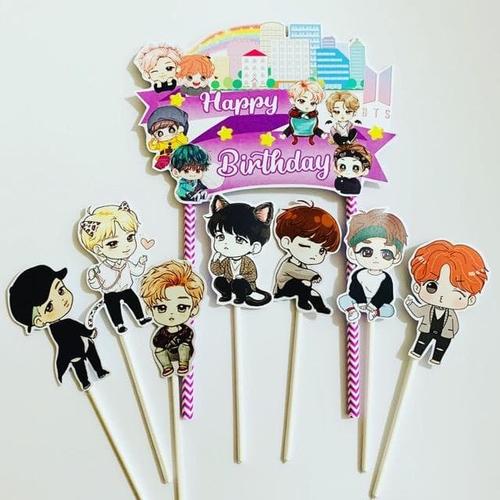 Jual Kpop BTS Chibi Cartoon Topper Cake Birthday / Hiasan Kue Ulang ...