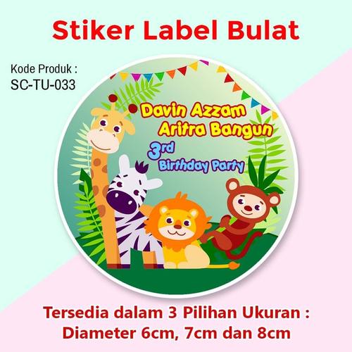 Jual Stiker Label Ulang Tahun (Custom) edisi Cute Animal - 6cm isi ...