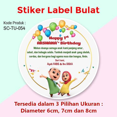 Jual Stiker Label Ulang Tahun Anak Tumpeng Mini Souvenir Nussa Rara ...