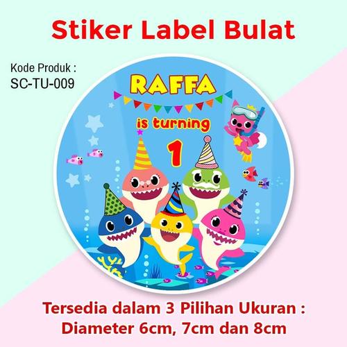 Jual Stiker Label Ulang Tahun Anak Tumpeng Mini Baby Shark - 6cm isi ...