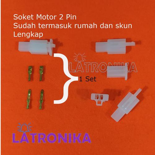 Jual Soket Motor 2 Pin Kecil + Skun Lengkap Socket 2Pin Konektor Kabel ...