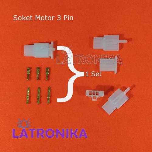 Jual Soket Motor 3 Pin Kecil + Skun Lengkap Socket 3Pin Konektor Kabel ...