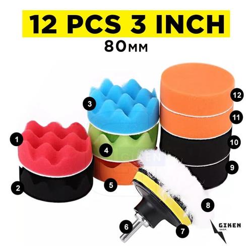 Jual Set Busa Alat Poles 12 Pcs 3 Inch Sponge Waxing Buffing Polishing ...