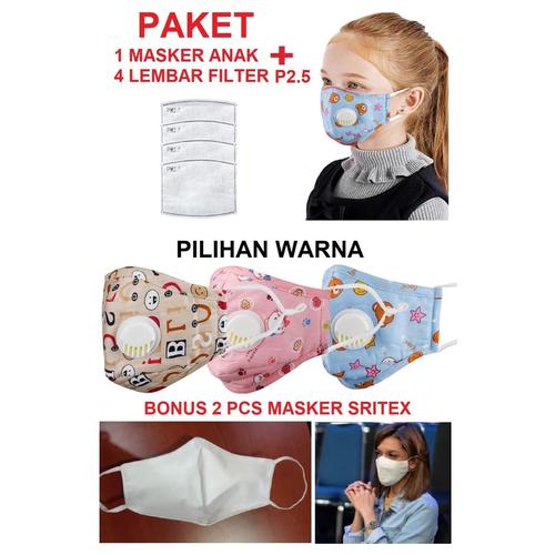 Jual MASKER ANAK DGN 4 LEMBAR FILTER PM2.5 MIRIP N95 bonus 2 SRITEX ...
