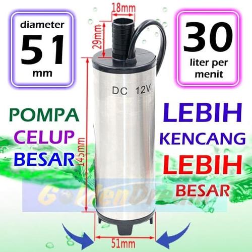 Jual BESAR 51mm Pompa Celup 12v Submersible Pump Air Solar Diesel 30 ...