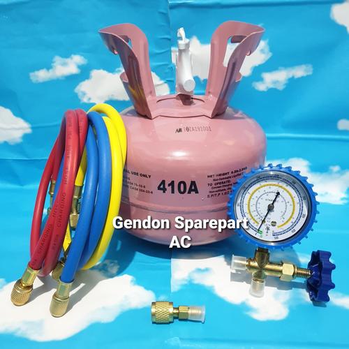 Jual Paket Isi Freon R410 2.8kg tabung kecil manifold 500psi freon ...