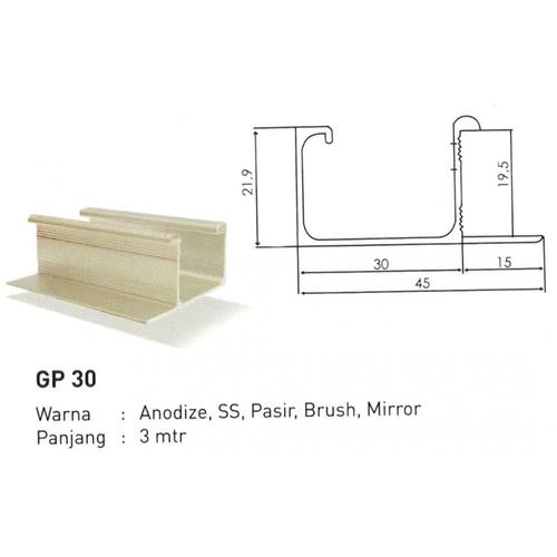 Jual EDGING TARIK / FRAME HANDLE HUBEN GP 30 / TARIKAN LEMARI - Mirror ...