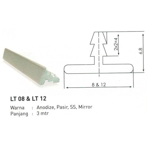 Jual LIS T ALUMINIUM HUBEN. (LT 08 & LT 12) - Anodize, Lebar 8 mm ...