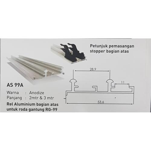 Jual Rel Roda Pintu Sliding Gantung Huben. AS 99A dan AS 99B - 2 meter ...