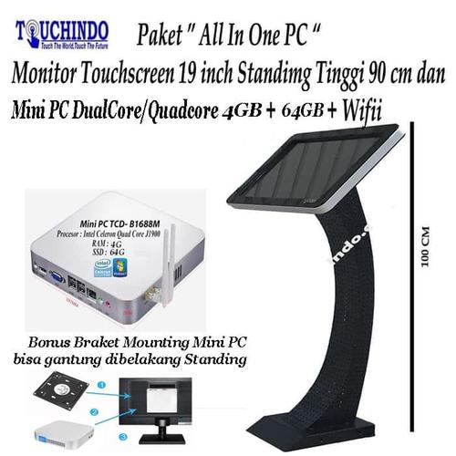 Promo Paket Monitor Touchscreen 19 inch Standing 100 Cm + Mini PC Dual ...