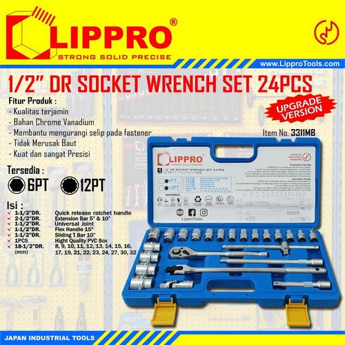 Jual LIPPRO KUNCI SOK SET 24 PCS BOX PVC 6 PT KUNCI SOCK SHOCK SET 8 ...