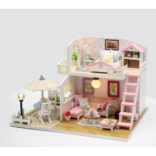 Jual DIY MINIATURE DOLL HOUSE WOODEN / MINIATUR RUMAH BONEKA PINK LOFT ...