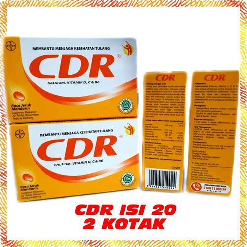 Jual kalsium multivitamin CDR vitamin C vit D vit B6 rasa jeruk isi 20 ...