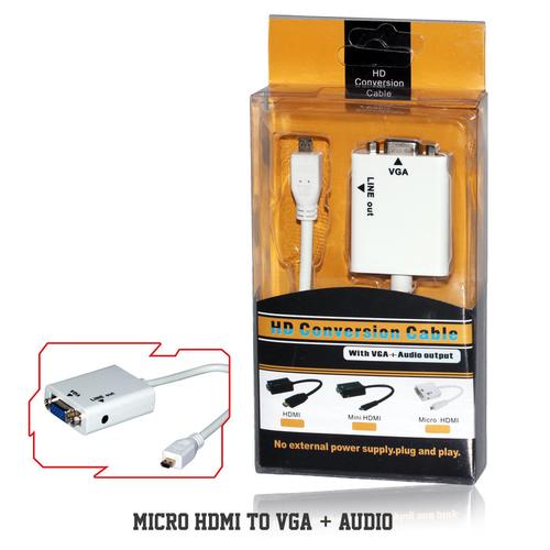Jual HD Conversion Cable Micro HDMI to VGA (Male) with Audio Output ...