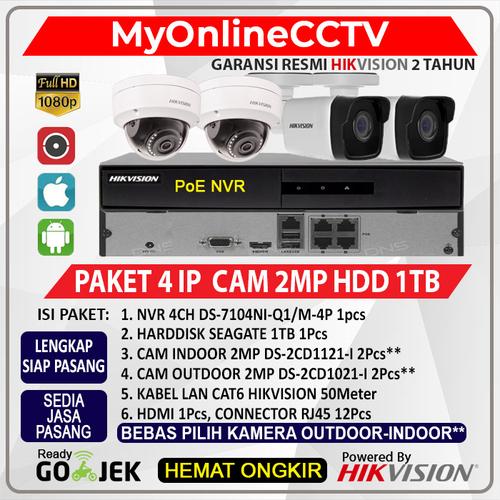 Promo Paket 4 IP Camera CCTV Original Hikvision 2MP Siap Pasang HDD 1TB ...