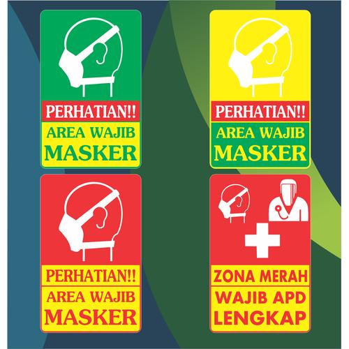 Jual STIKER PETUNJUK TANDA WAJIB PAKAI MASKER APD WALL STICKER DINDING ...
