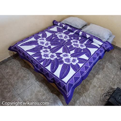 Jual Bed Cover Batik Lukis Jarit Full Bunga Kamboja Ungu Lokal Bali ...