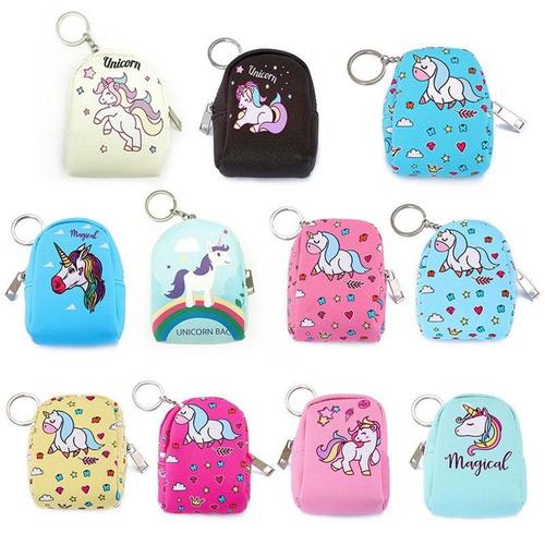 Jual PU Cute Mini Wallet Unicorn Coin Purse Zipper Coin Backpack Card ...