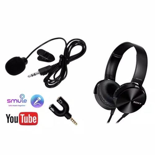 Jual Paket Youtuber Vloger lengkap mic clip on headphone aux splitter ...