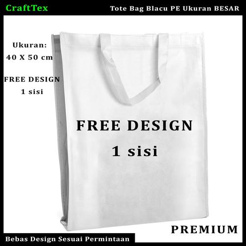 Jual Tas Tote Bag Blacu / Tas Jinjing Ukuran Besar Free Design ...